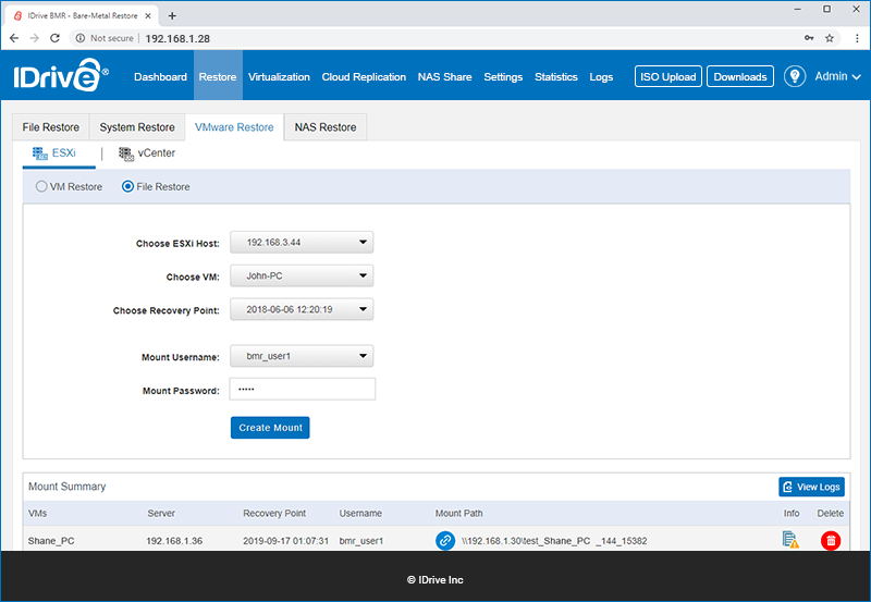 IDrive® BMR - FAQs on local restore via the BMR device