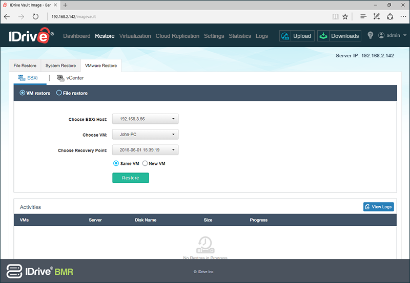IDrive® BMR - Centralized Web Console