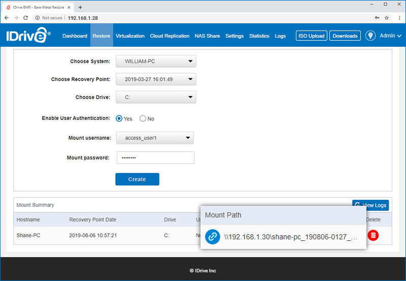 IDrive® BMR - FAQs on local restore via the BMR device