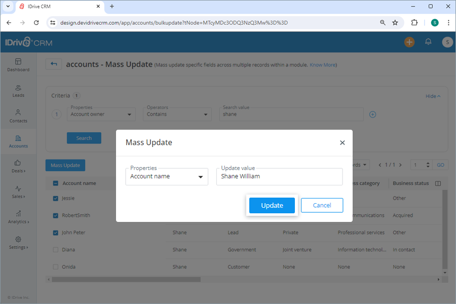 IDrive® CRM Account Management