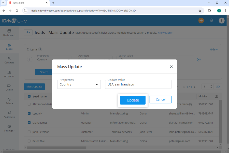 IDrive® CRM Lead Management