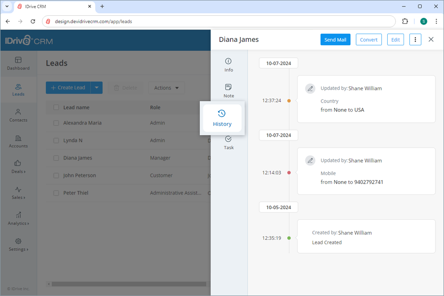 IDrive® CRM Lead Management