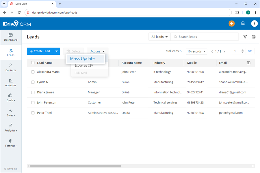 IDrive® CRM Lead Management