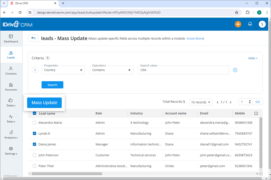IDrive® CRM Lead Management